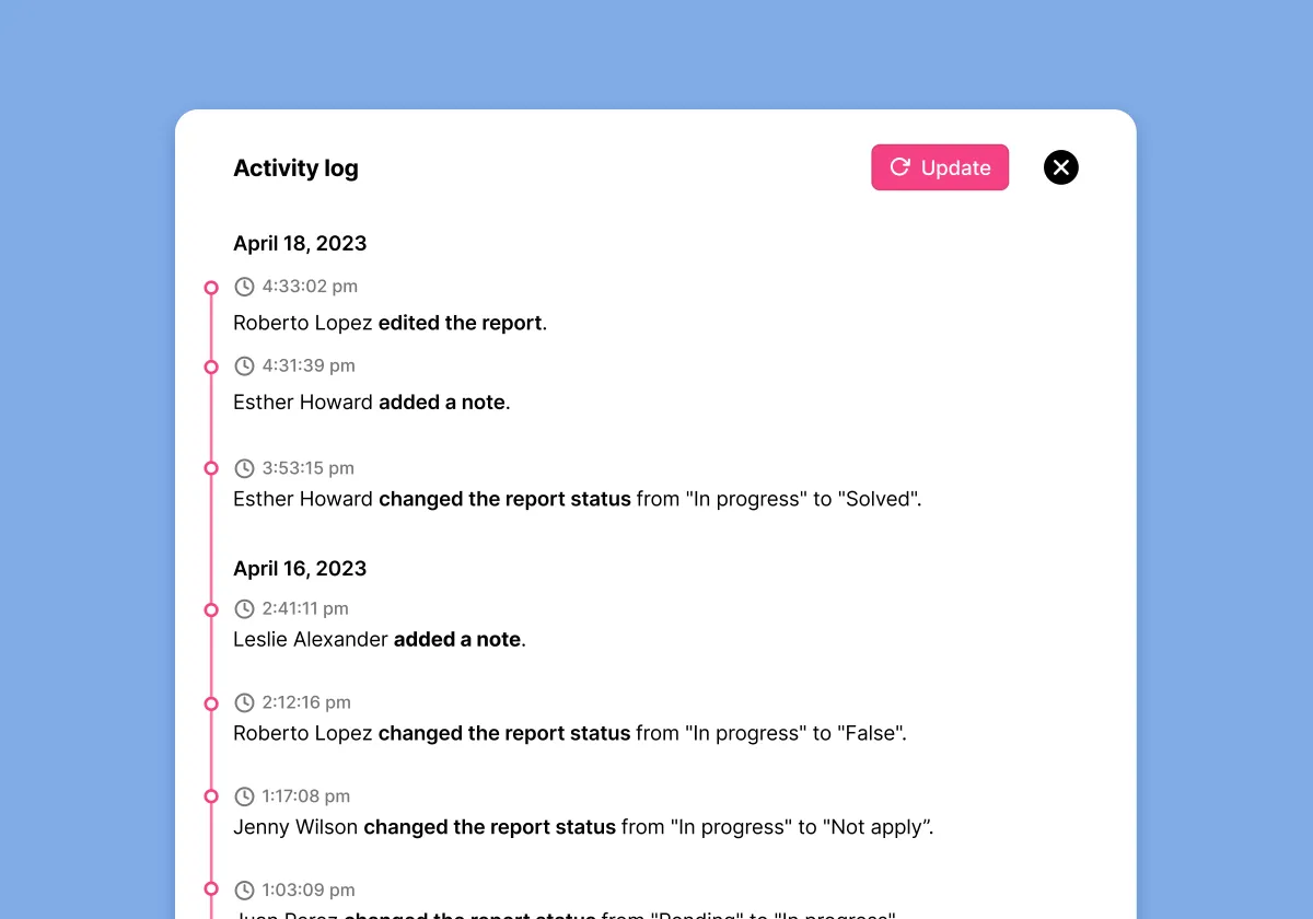 Registro de actividades (automático) en el Portal SOSAFE